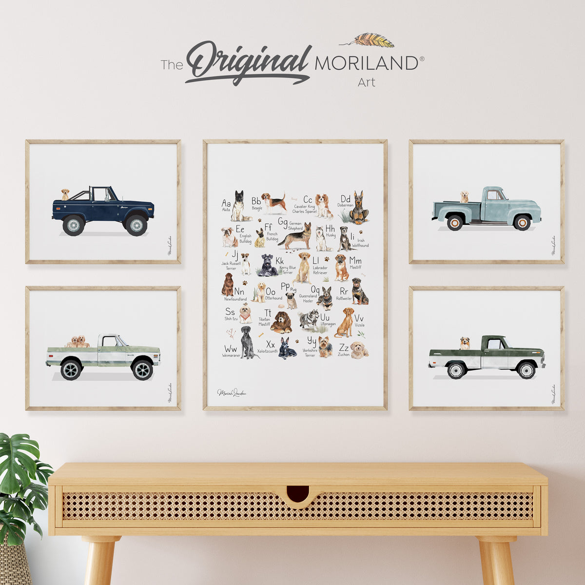 Trucks, Dogs & Dog Alphabet Art Prints - Printable Set of 5 - LAND173 ...