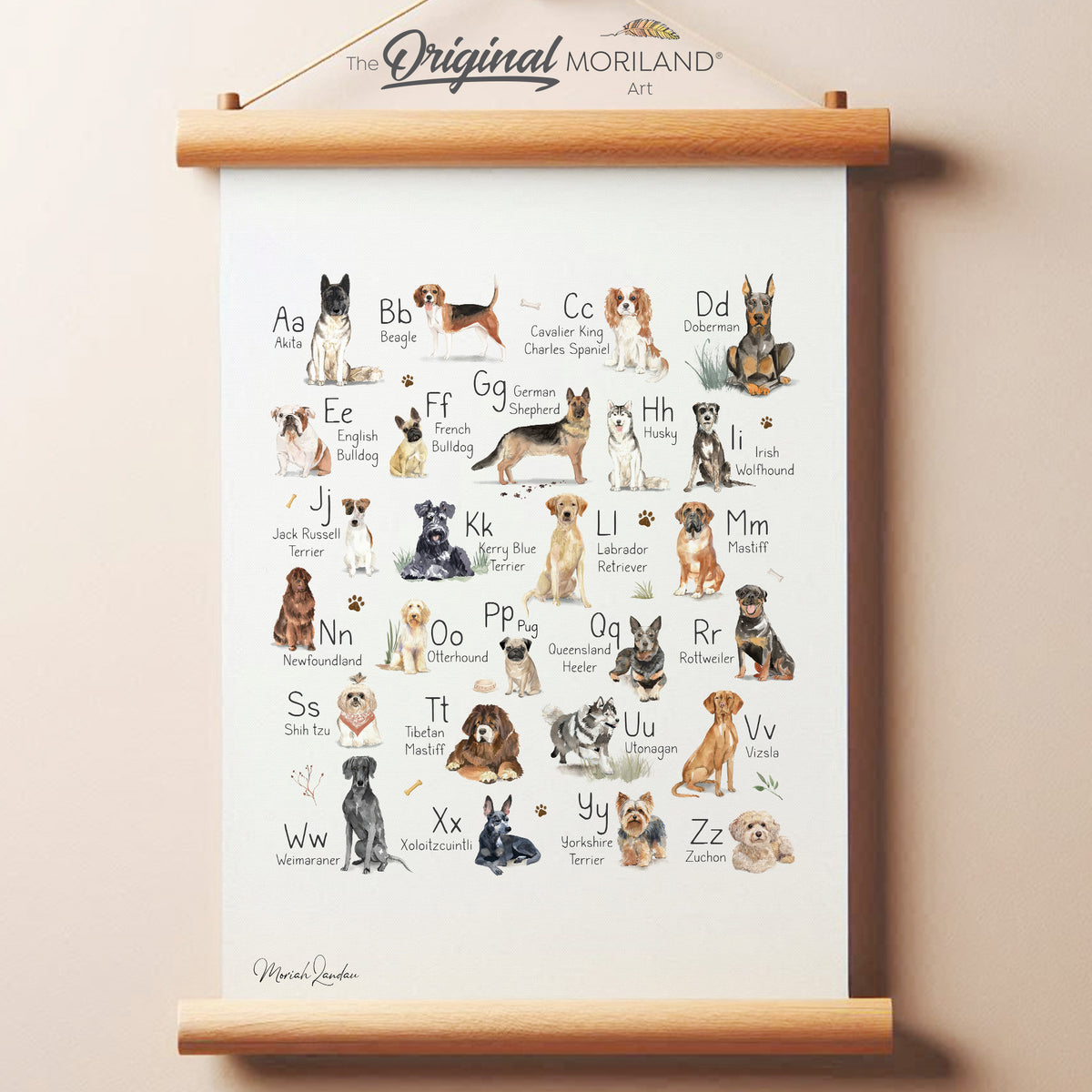 Dog Alphabet Print | Vertical - Printable Art – MORILAND
