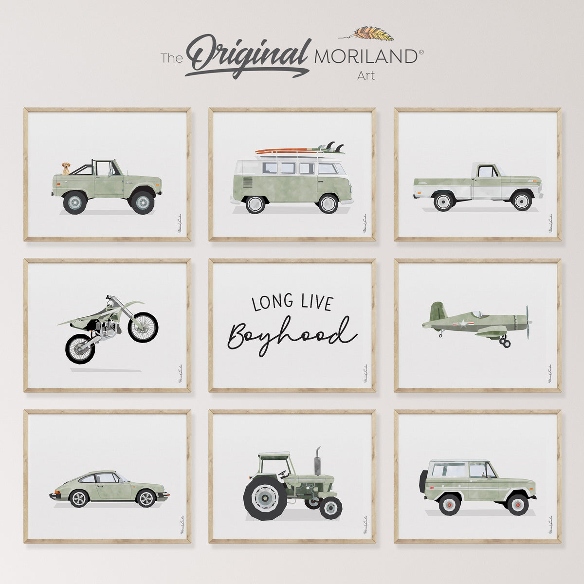 Sage Green Classic Cars & Long Live Boyhood - Printable Set of 9 - LAN ...