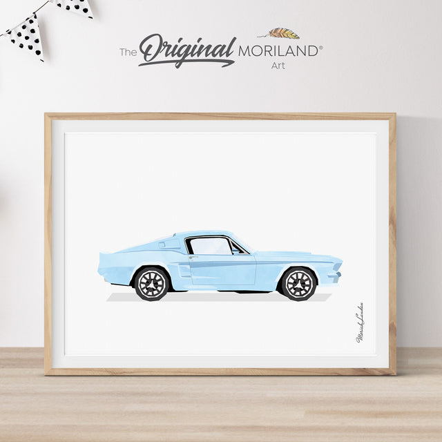 Baby Blue Vintage Muscle Car Print - Printable Art for Boy's Nursery ...