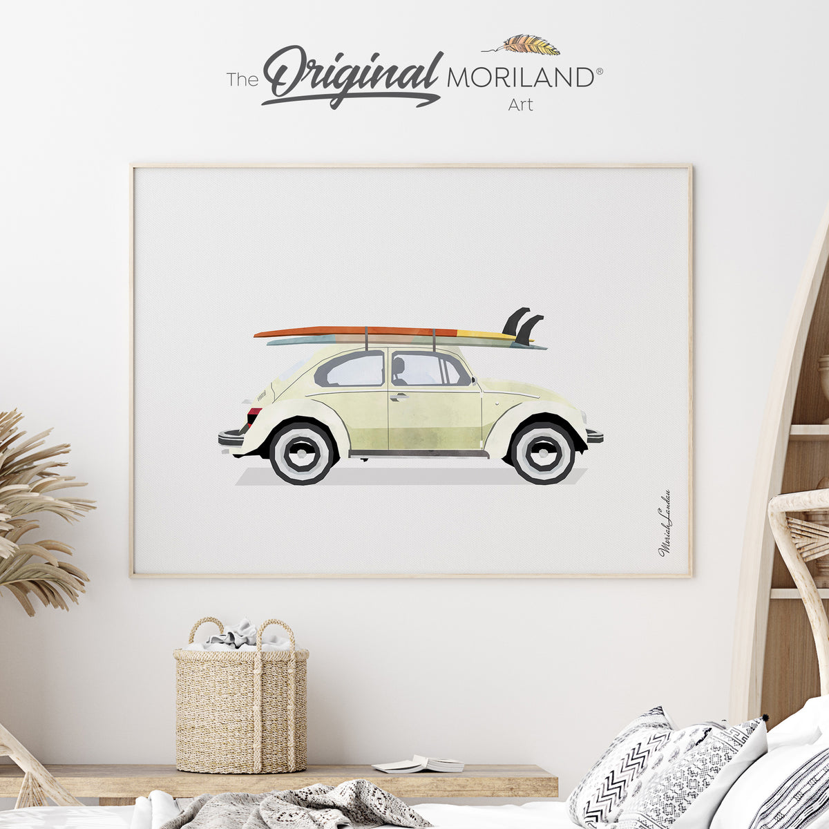 Cream Vintage Car with Surfboards Fine Art Paper Print – MORILAND