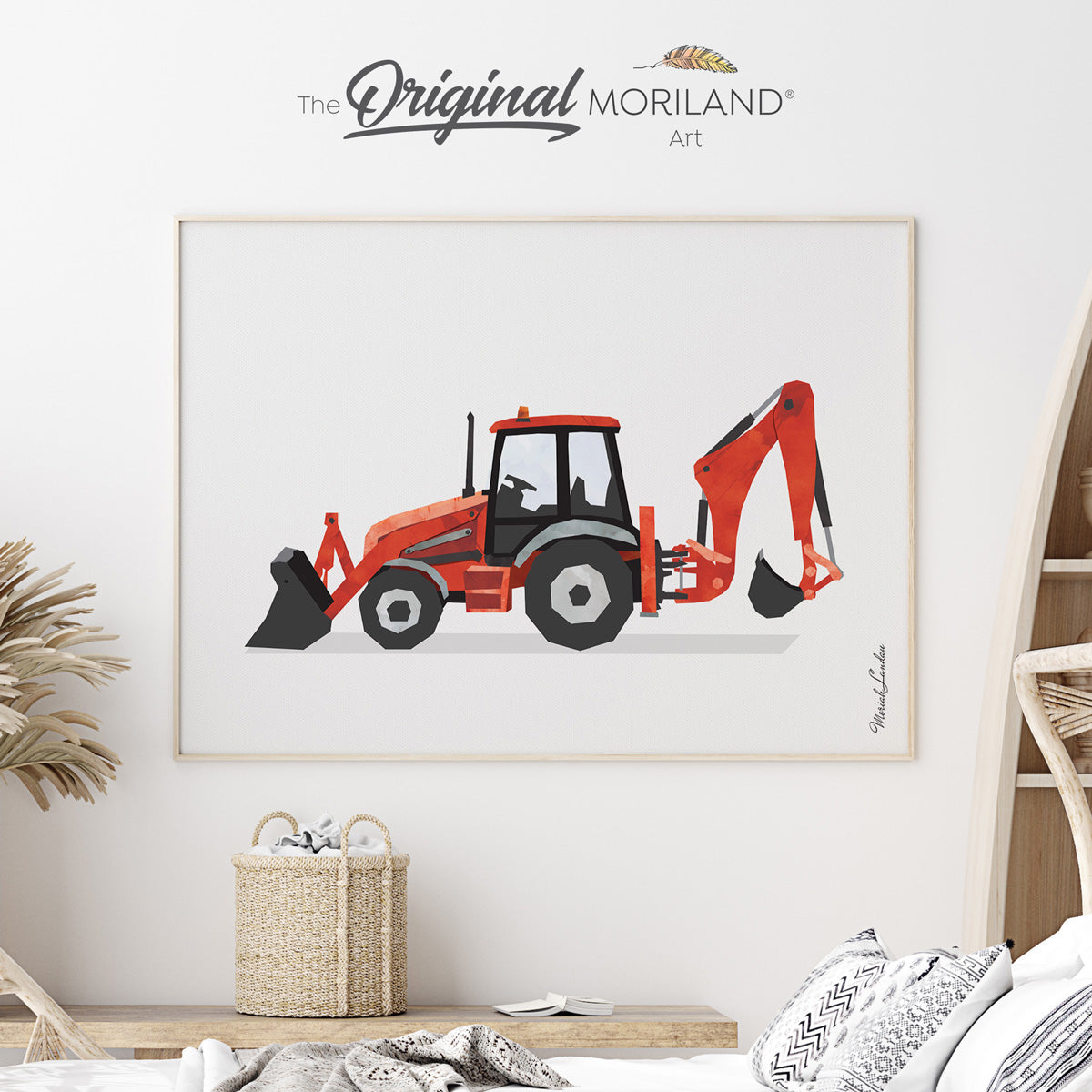 Red Backhoe Digger Fine Art Paper Print – MORILAND