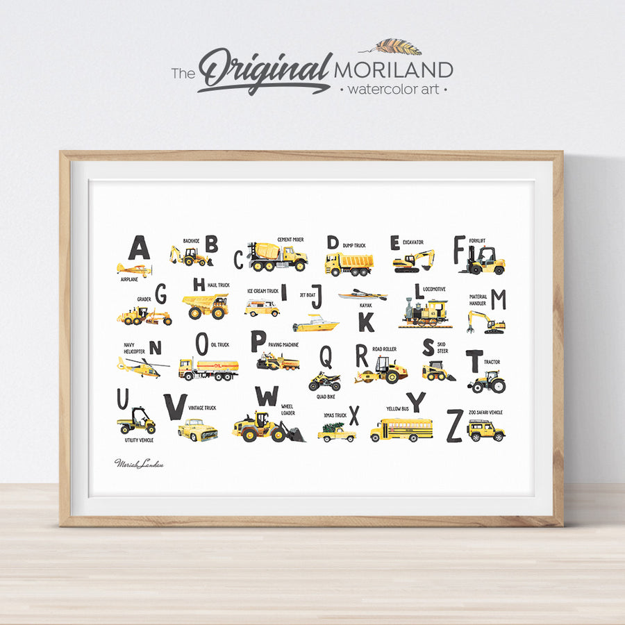 Yellow & Black Transportation Alphabet Print - Printable Art – MORILAND