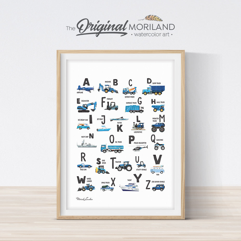 Blue & Black Transportation Alphabet Print | Vertical - Printable Art ...