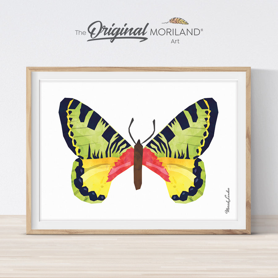 Green-Yellow-Red Butterfly Print - Printable Art – MORILAND
