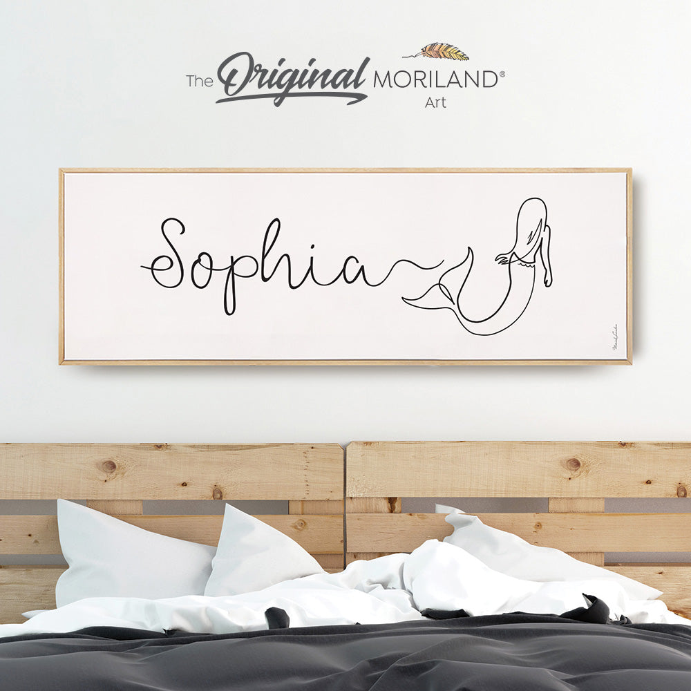 Custom Name One Line Drawing with Mermaid - Printable Art – MORILAND